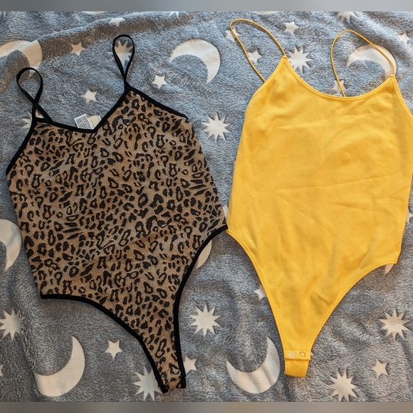 Forever 21 | Tops | Set Of 2 Forever 2 Body Suits Leopard Print Yellow ...